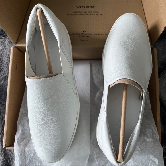 Vince | Shoes | Vince Womens White Plaster Leather Warren Platform Slip ...